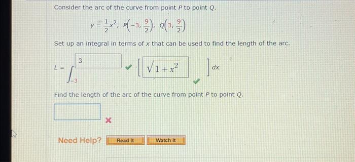 Solved Consider the arc of the curve from point P to point | Chegg.com