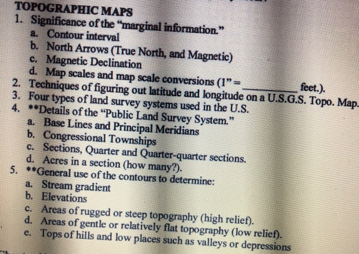 Solved TOPOGRAPHIC MAPS 1. Significance of the "marginal | Chegg.com