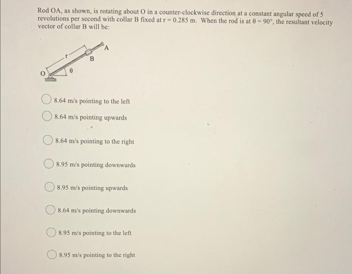 Solved Rod OA, as shown, is rotating about in a | Chegg.com