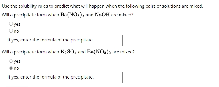 Solved Use the solubility rules to predict what will happen | Chegg.com