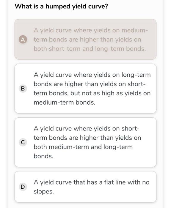 Solved What is a humped yield curve? A yield curve where | Chegg.com