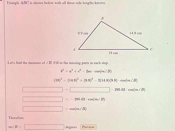 Solved Triangle ABC is shown below with all three side | Chegg.com
