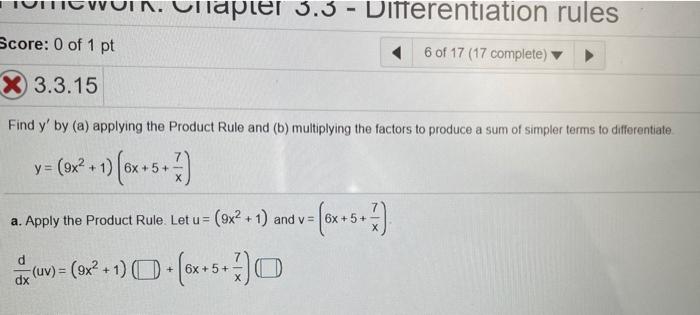 Solved llapiei 3.3 Ditterentiation rules Score: 0 of 1 pt 5 | Chegg.com Solved llapiei 3.3 Ditterentiation rules Score: 0 of 1 pt 5 | Chegg.com