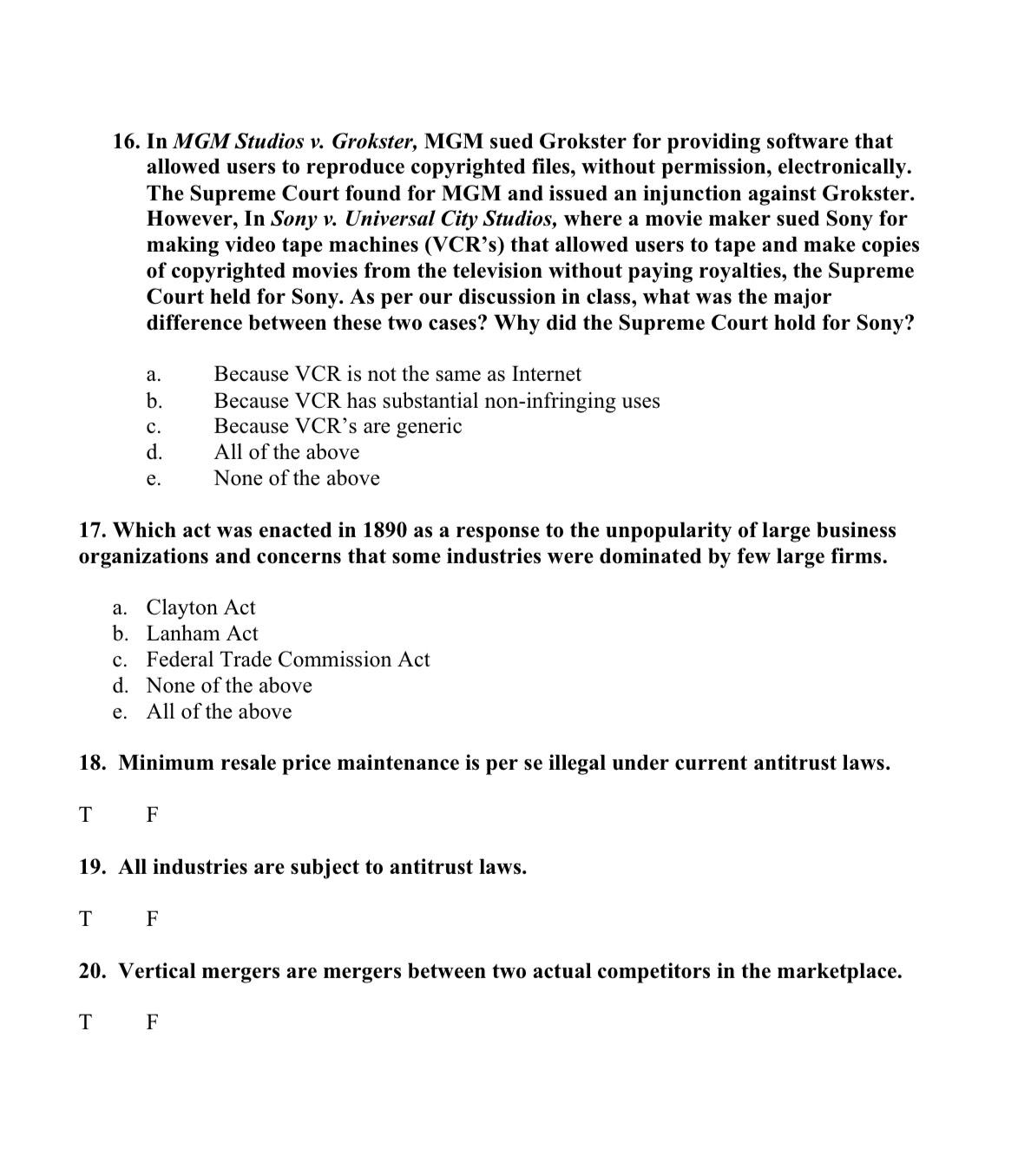 Solved In MGM Studios v. ﻿Grokster, MGM sued Grokster for | Chegg.com