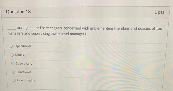 Solved managers are the managers concerned with implementing | Chegg.com