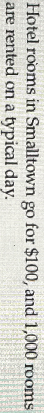 Solved Hotel rooms in Smalltown go for $100, ﻿and 1,000 | Chegg.com