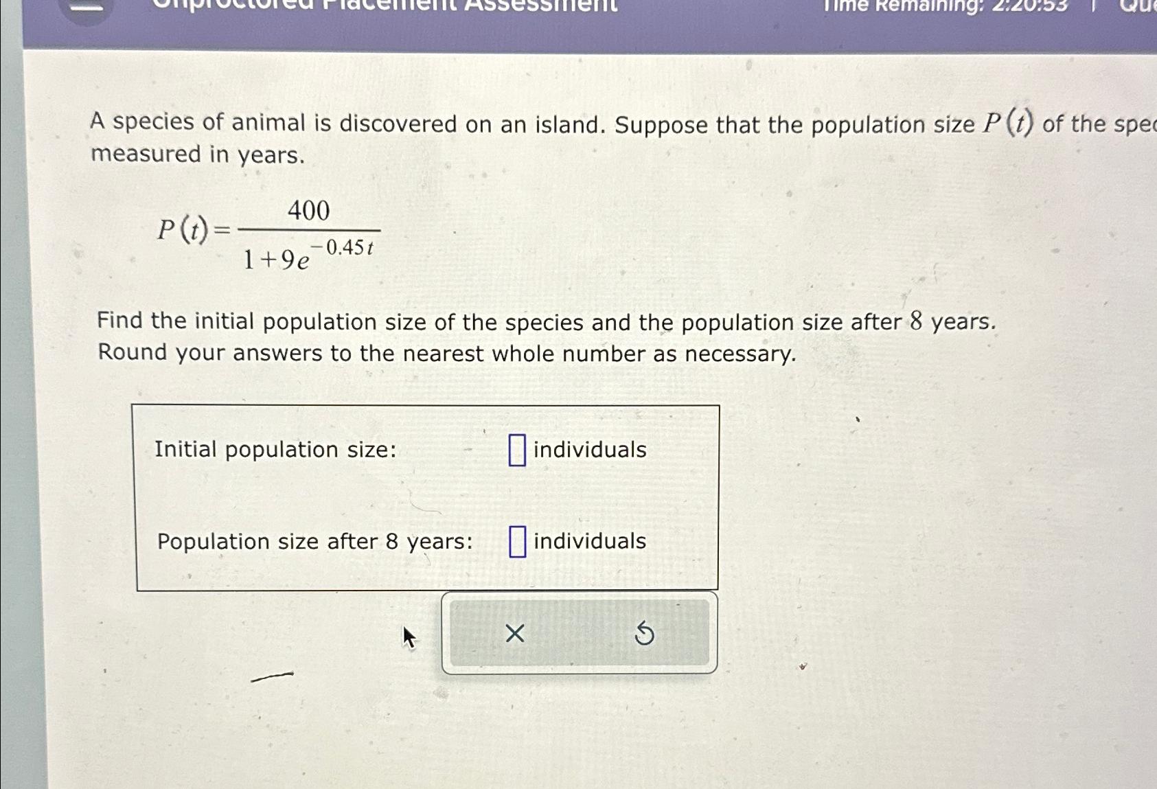 Solved A species of animal is discovered on an island. | Chegg.com