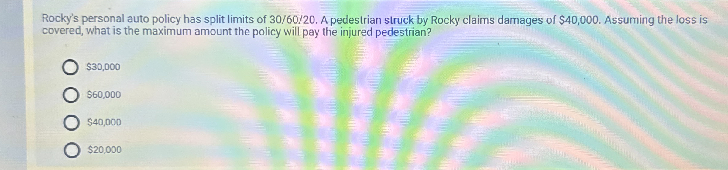 Solved Rocky's personal auto policy has split limits of | Chegg.com