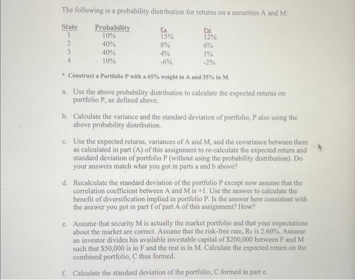 Solved The following is a probability distribution for | Chegg.com