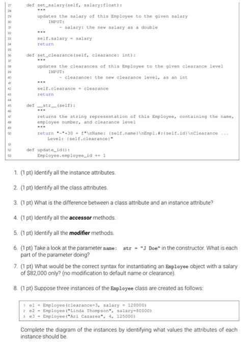 Solved Review on Classes Consider the class below: class | Chegg.com