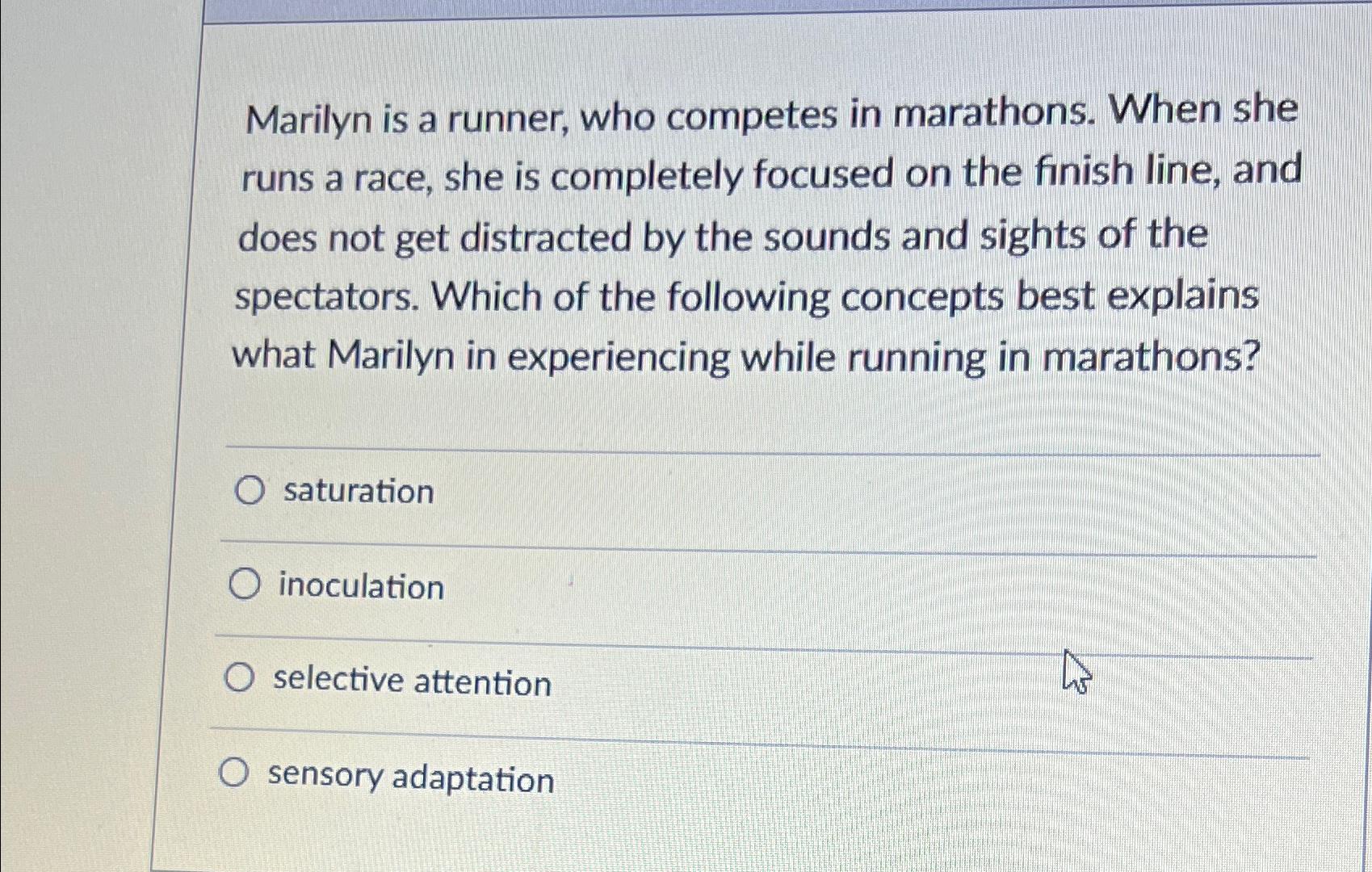 Solved Marilyn is a runner, who competes in marathons. When | Chegg.com