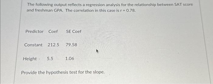 Solved The following output reflects a regression analysis | Chegg.com