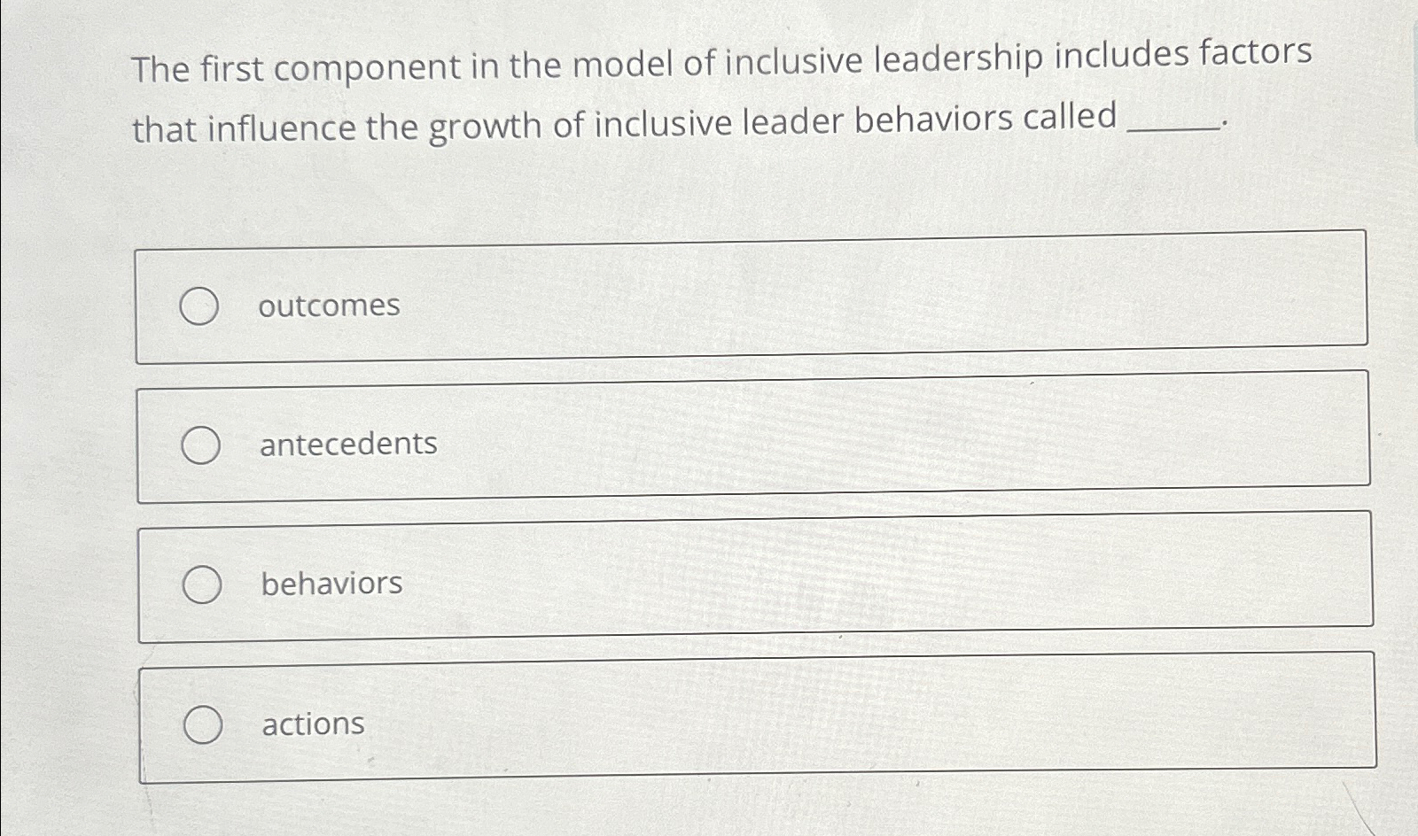 Solved The first component in the model of inclusive | Chegg.com