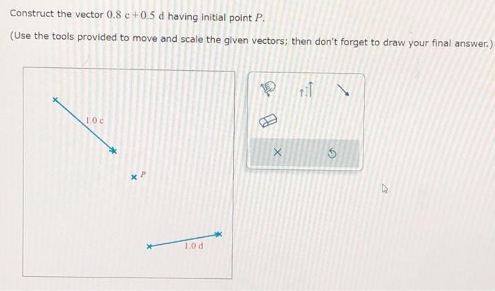 Construct the vector 0.8c+0.5 d having initial point | Chegg.com