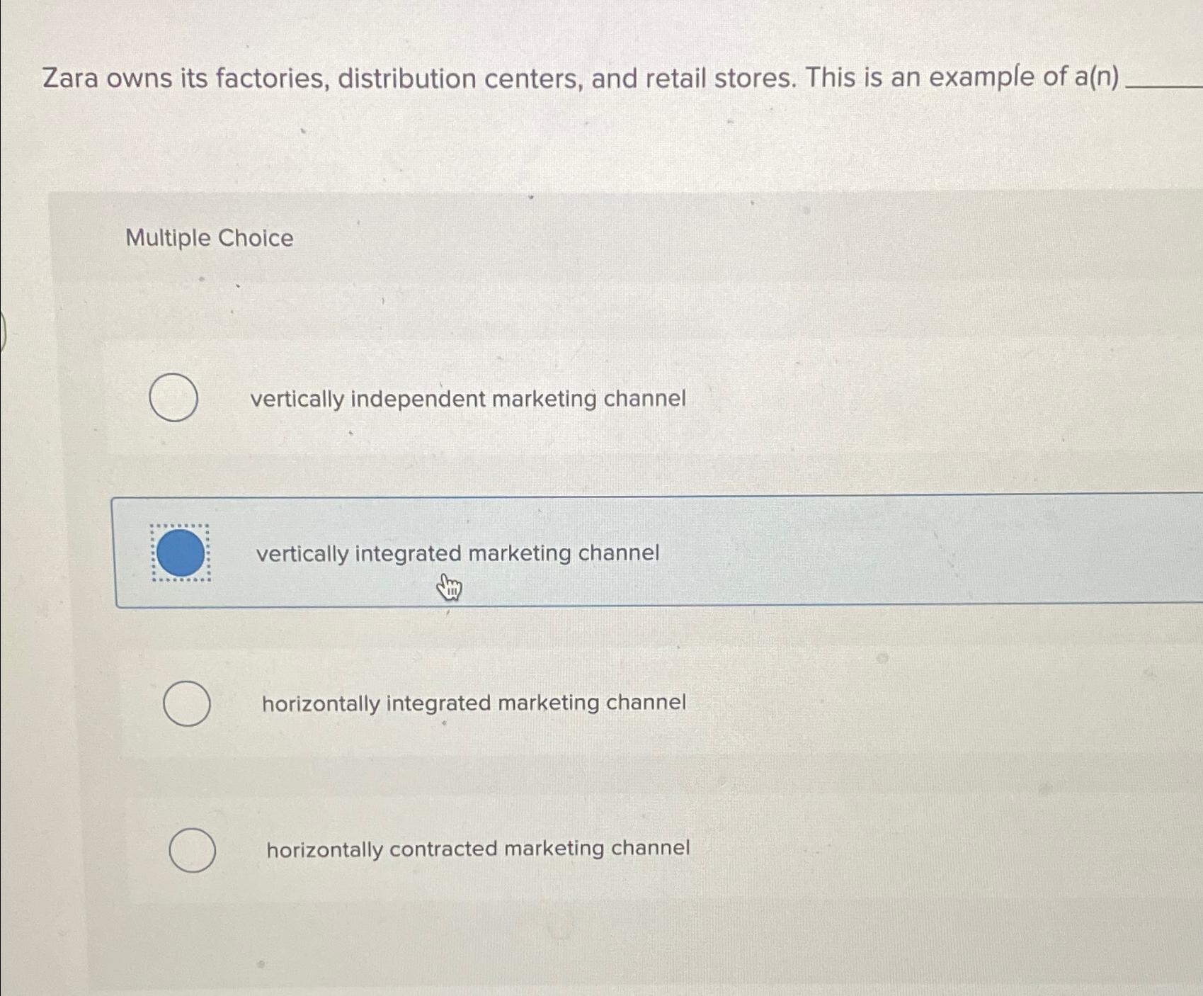 Solved Zara owns its factories, distribution centers, and | Chegg.com