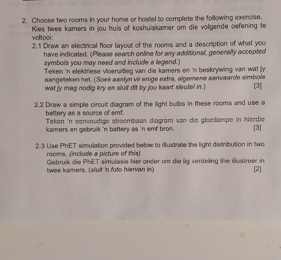 Solved Choose two rooms in your home or hostel to complete | Chegg.com