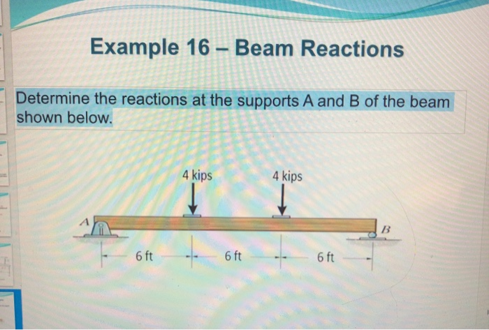 Solved Example 16 - Beam Reactions Determine the reactions | Chegg.com