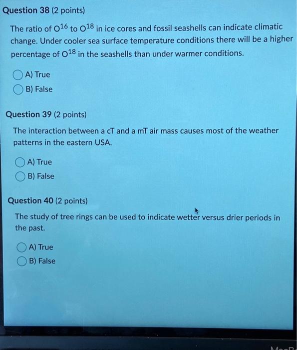 Solved The ratio of O16 to O18 in ice cores and fossil | Chegg.com