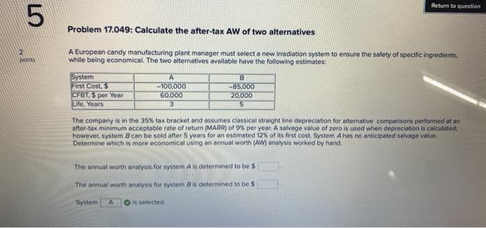 Solved Return To Question Problem 17 049 Calculate The