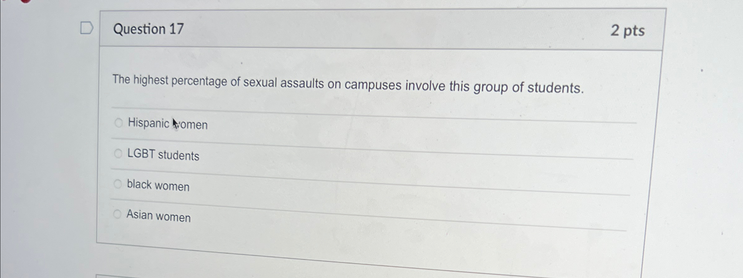 Solved Question 172 ptsThe highest percentage of sexual | Chegg.com Solved Question 172 ptsThe highest percentage of sexual | Chegg.com