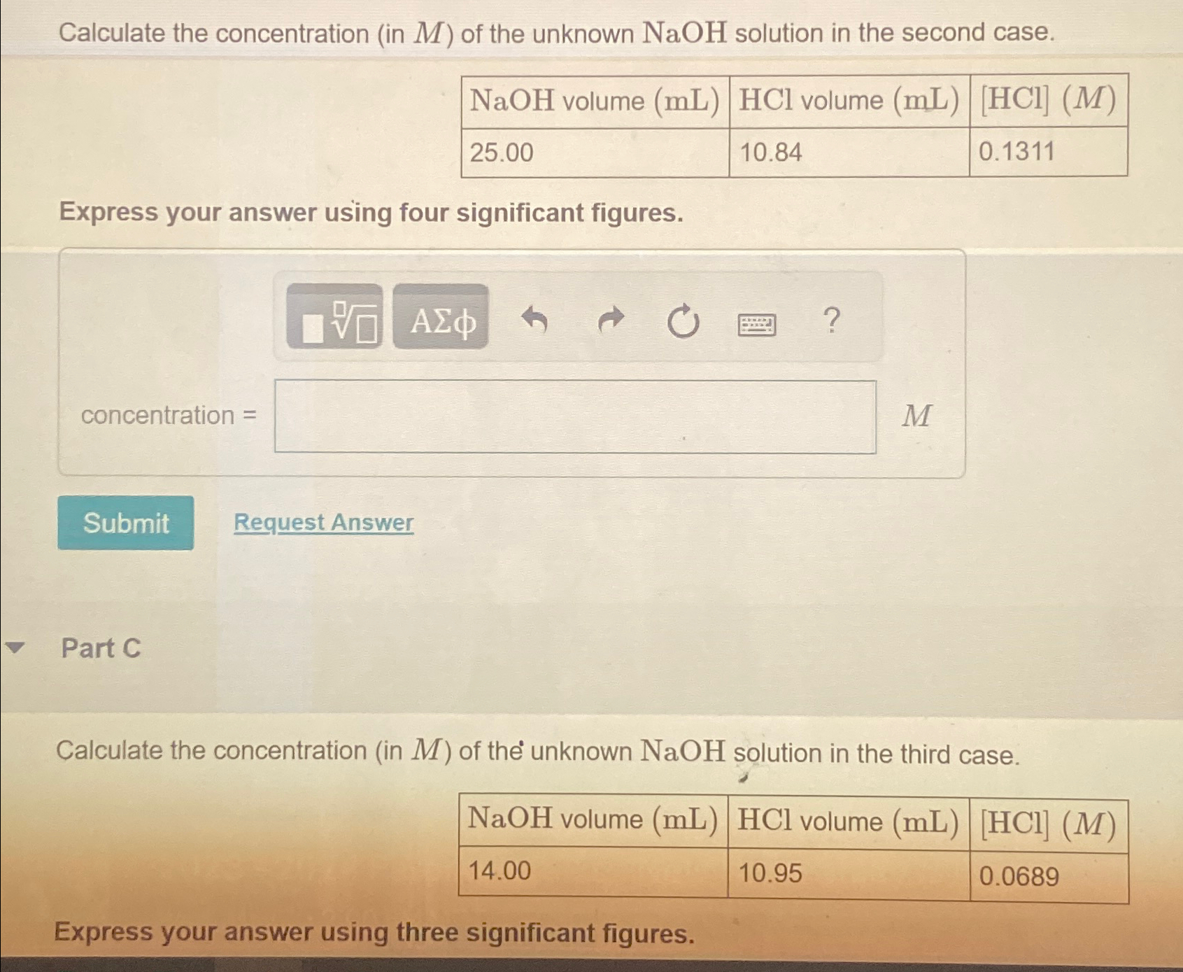 Solved Calculate the concentration (in M ) ﻿of the unknown | Chegg.com