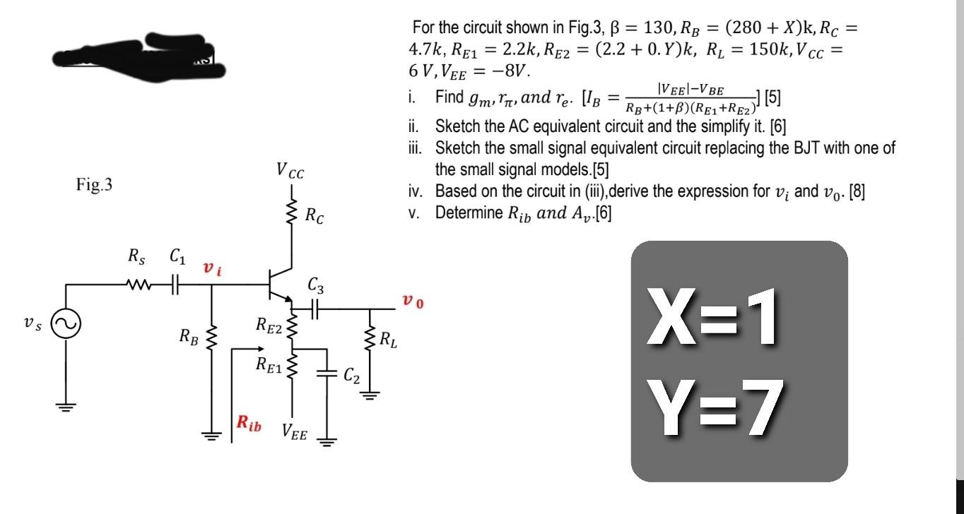 Solved = un Find OmPit = For the circuit shown in Fig.3, ß = | Chegg.com
