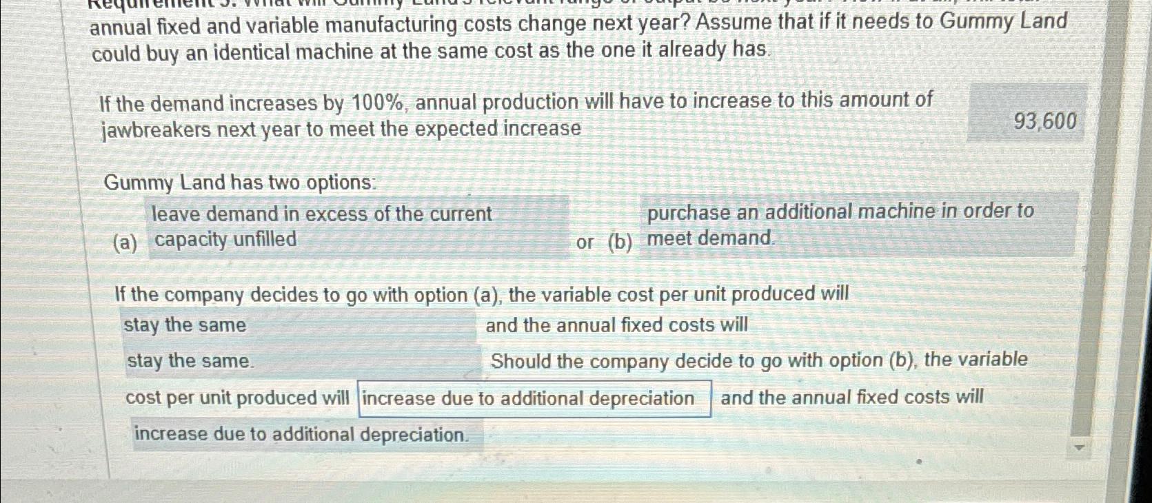 Solved annual fixed and variable manufacturing costs change | Chegg.com