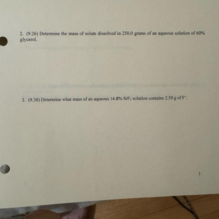 Solved 2. (9.26) Determine the mass of solute dissolved in | Chegg.com
