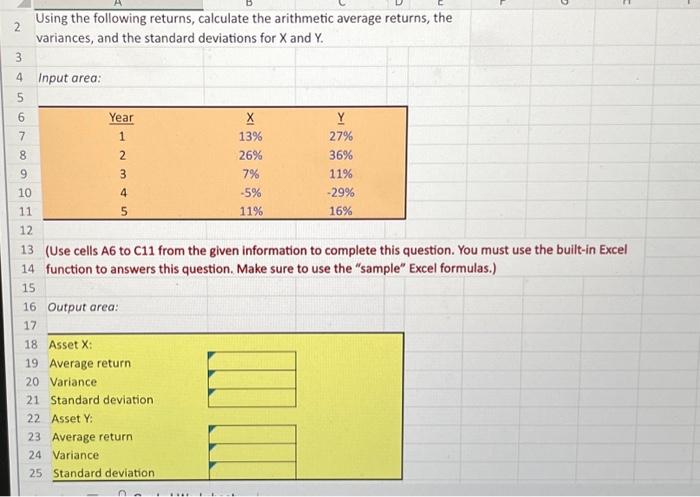 Solved Using the following returns, calculate the arithmetic | Chegg.com