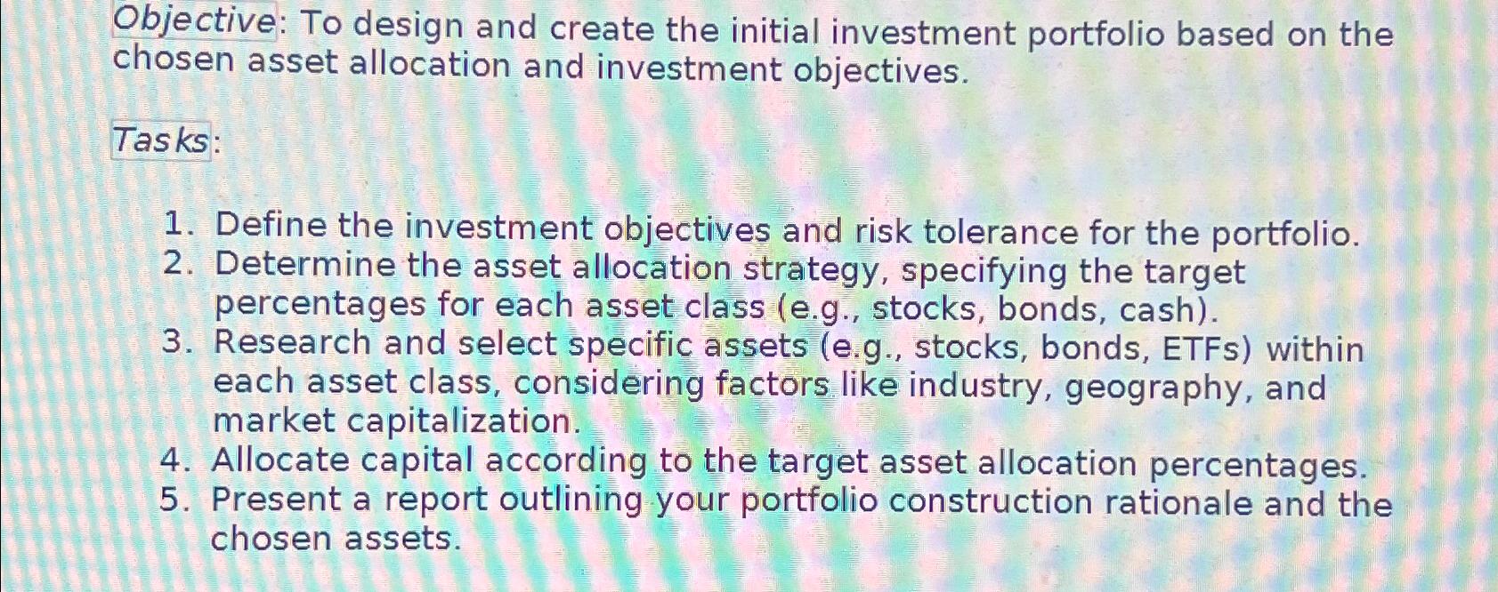 Solved Objective: To design and create the initial | Chegg.com