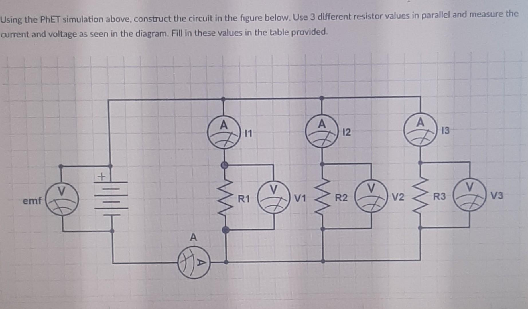 Solved sing the PhET simulation above, construct the circuit | Chegg.com