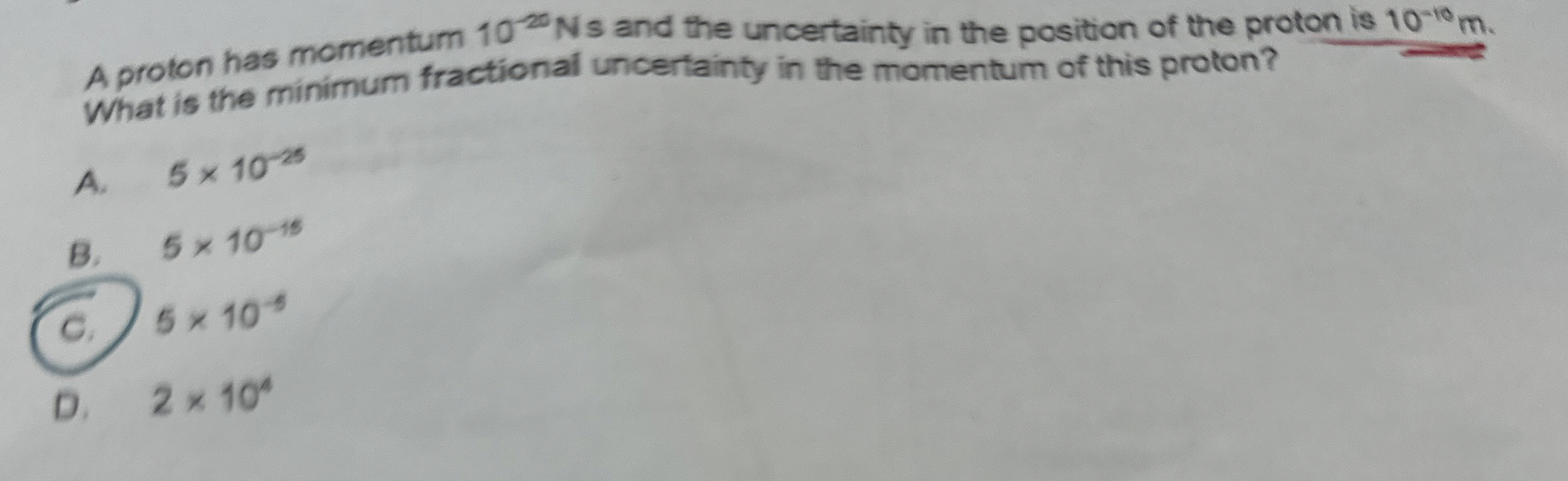 Solved A proton has momentum 10-20Ns ﻿and the uncertainty in | Chegg.com