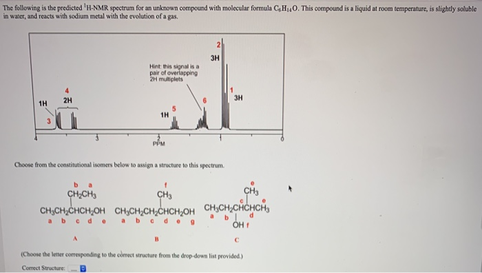 Solved The following is the predicted 'H-NMR spectrum for an | Chegg.com