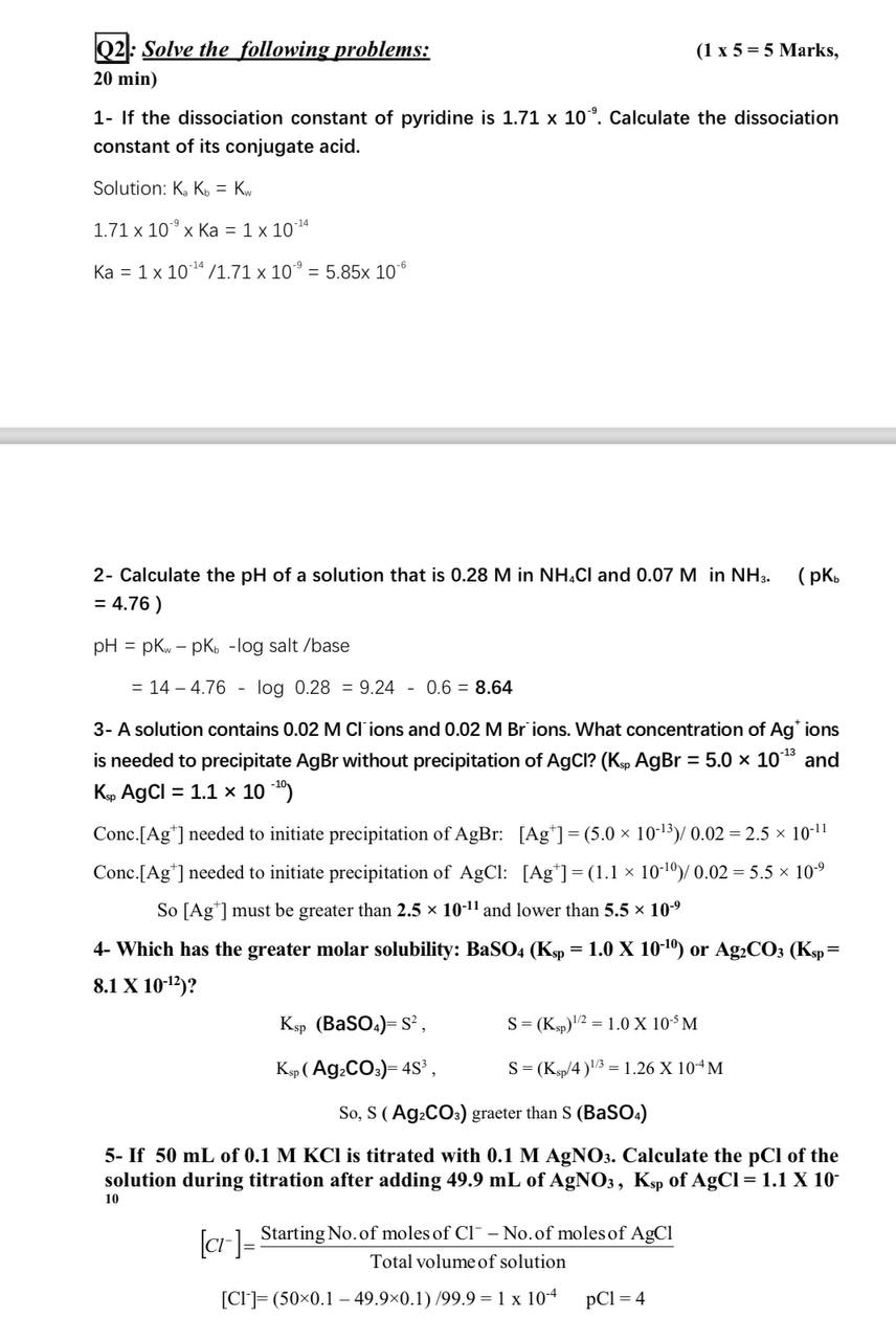 Solved Q2. ﻿Solve the following problems:(1 ﻿x 5 = 5 | Chegg.com