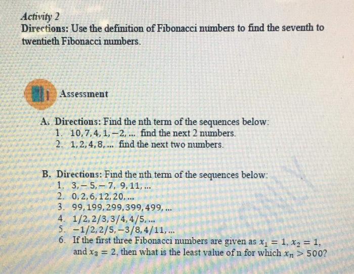 Solved Activity 2 Directions: Use the definition of | Chegg.com