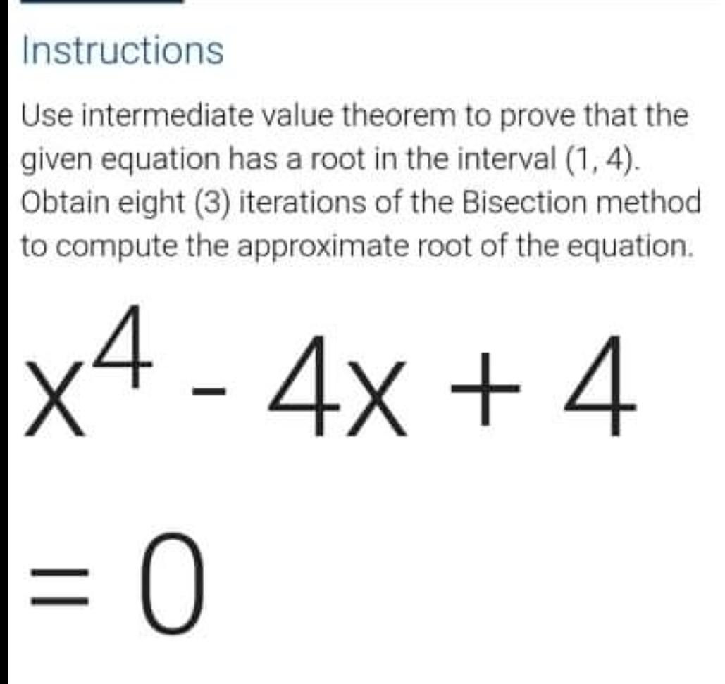 Solved Instructions Use Intermediate Value Theorem To Prove