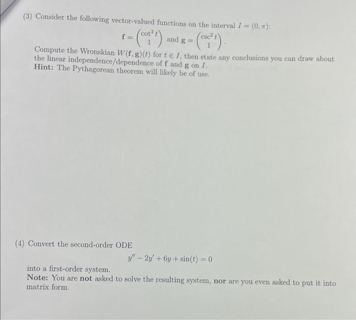 (3) Consider the following vector-valued functions on | Chegg.com
