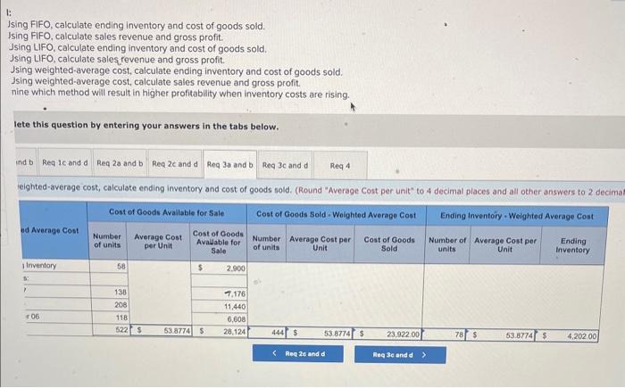 I: Ising FIFO, calculate ending inventory and cost of | Chegg.com