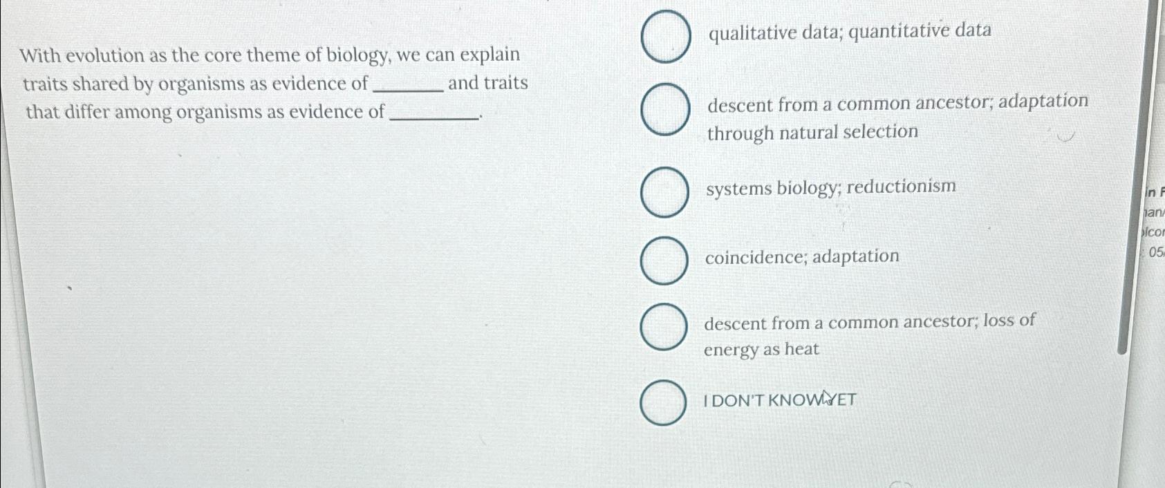 Solved qualitative data; quantitative dataWith evolution as | Chegg.com
