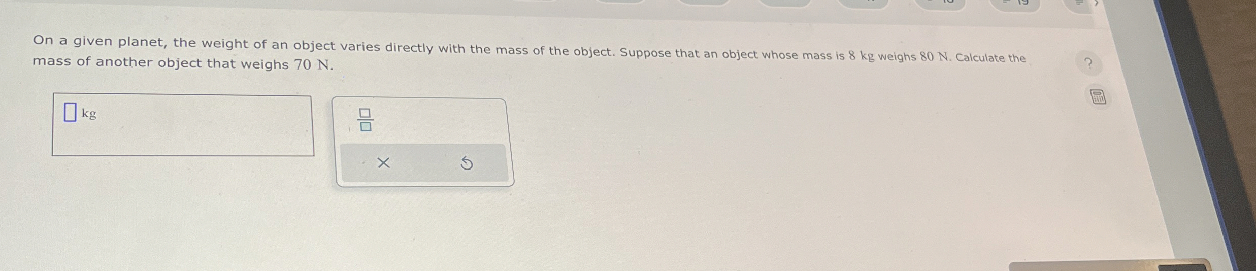 Solved On a given planet, the weight of an object varies | Chegg.com