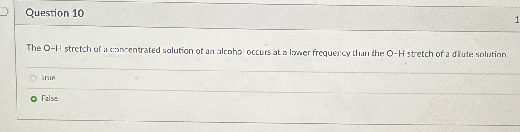 Solved Question 10The O-H ﻿stretch of a concentrated | Chegg.com