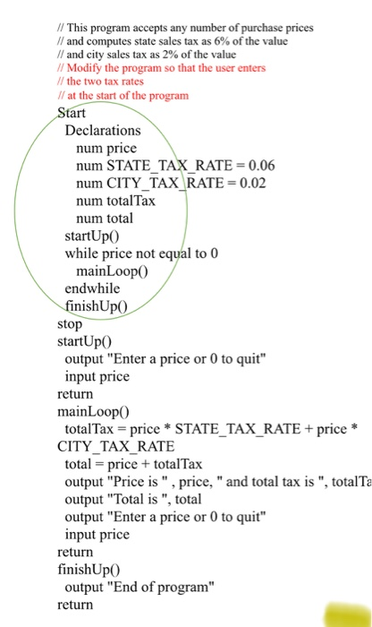 Solved // This program accepts any number of purchase prices | Chegg.com