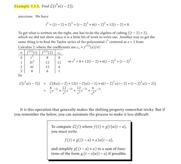 Solved D) a) Use the method of Example 3.3.5 to write f(t) | Chegg.com