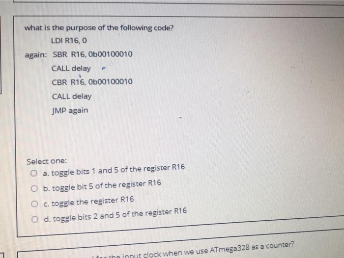 Solved what is the purpose of the following code? LDI R16,0 | Chegg.com