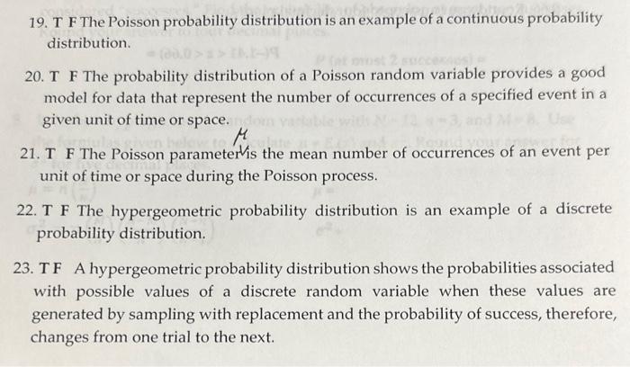 Solved 19. T F The Poisson probability distribution is an | Chegg.com