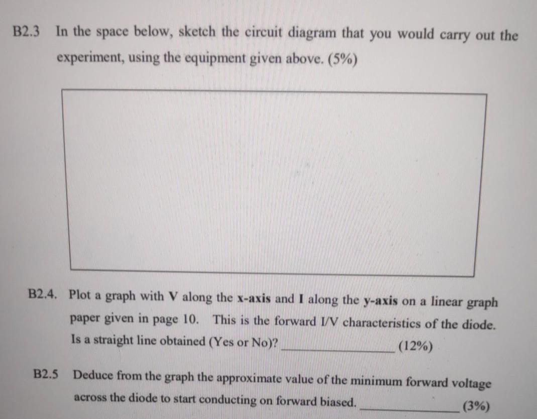 Solved B2. Experiment to find the operating characteristics | Chegg.com