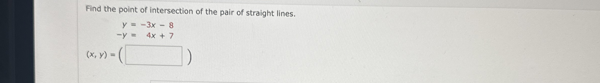 Solved Find the point of intersection of the pair of | Chegg.com