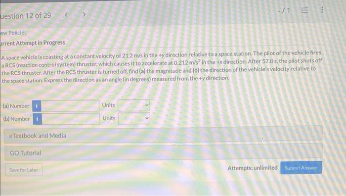 Solved A space vehicie is coasting at a constant velocity of | Chegg.com