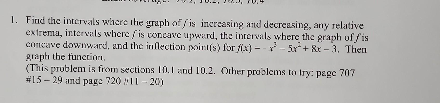 Solved Find the intervals where the graph of f is increasing | Chegg.com