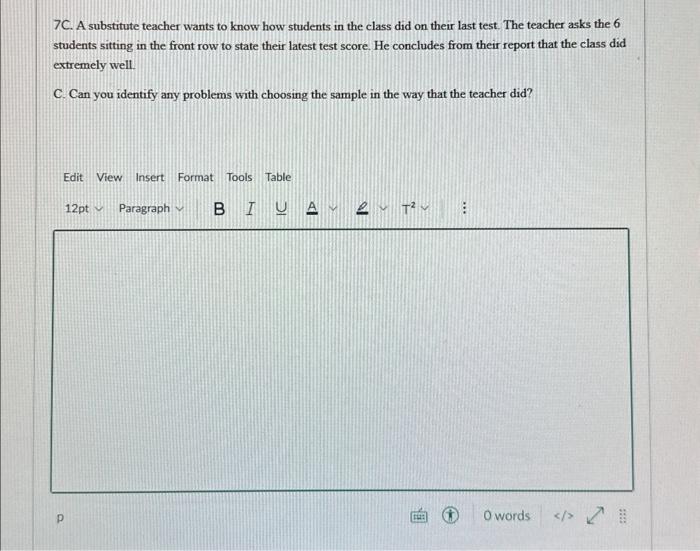 Solved 7C. A substitute teacher wants to know how students | Chegg.com
